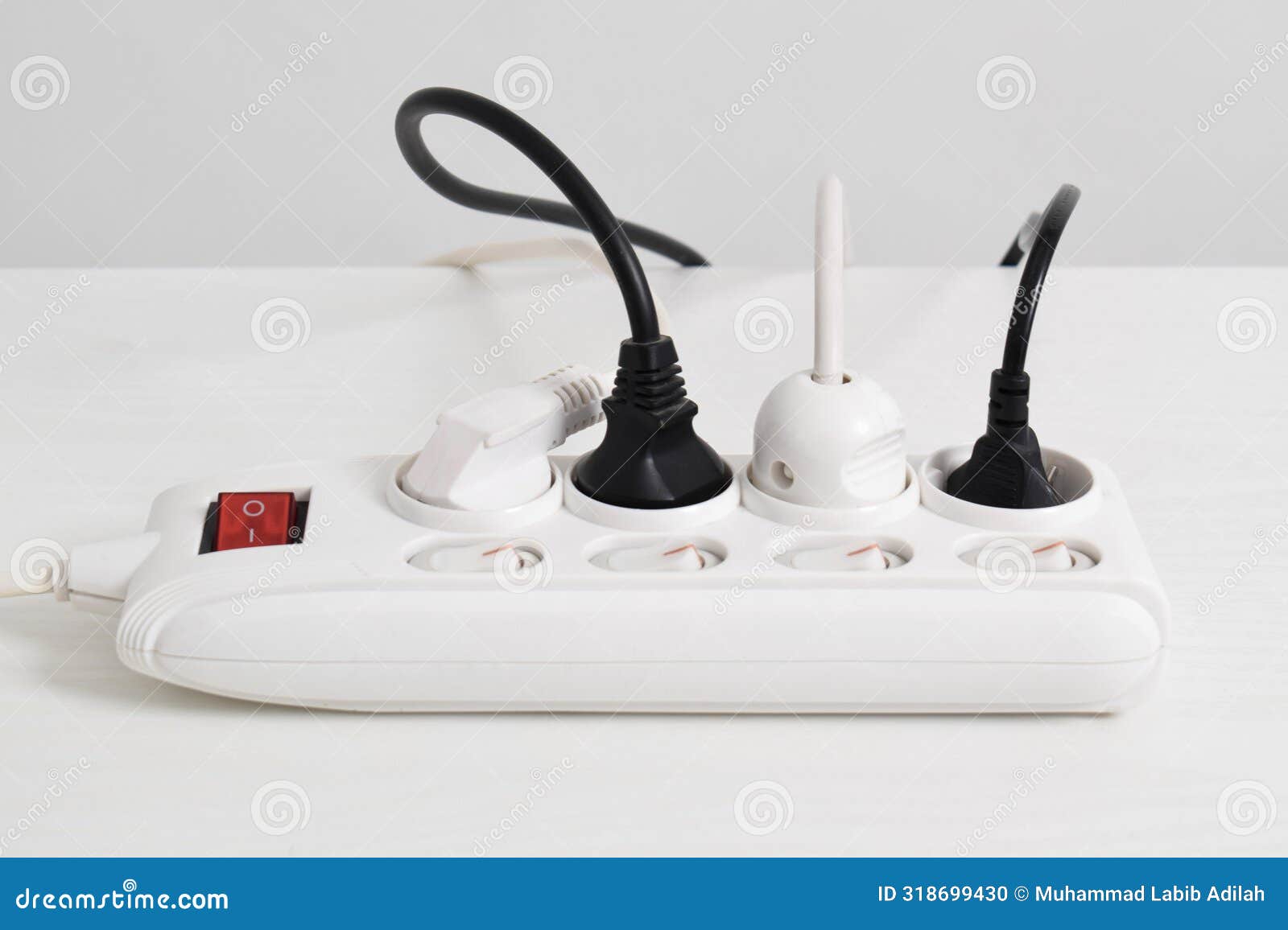 Electrical Plug in Outlet Socket at Home Isolated on White Background ...