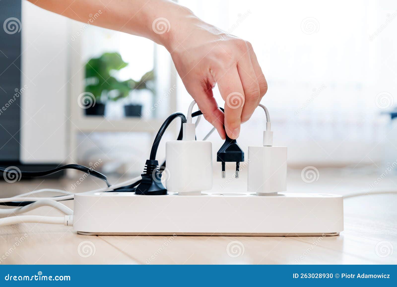 Electrical Plug in Outlet Socket at Home Stock Photo - Image of charge ...