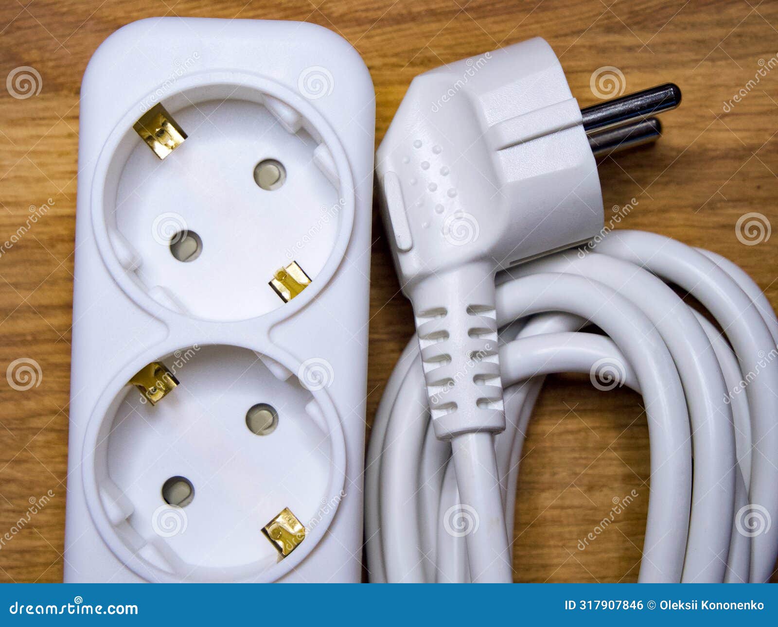 Electrical Plug and Socket on Wood, Showcasing a Concept of Power ...