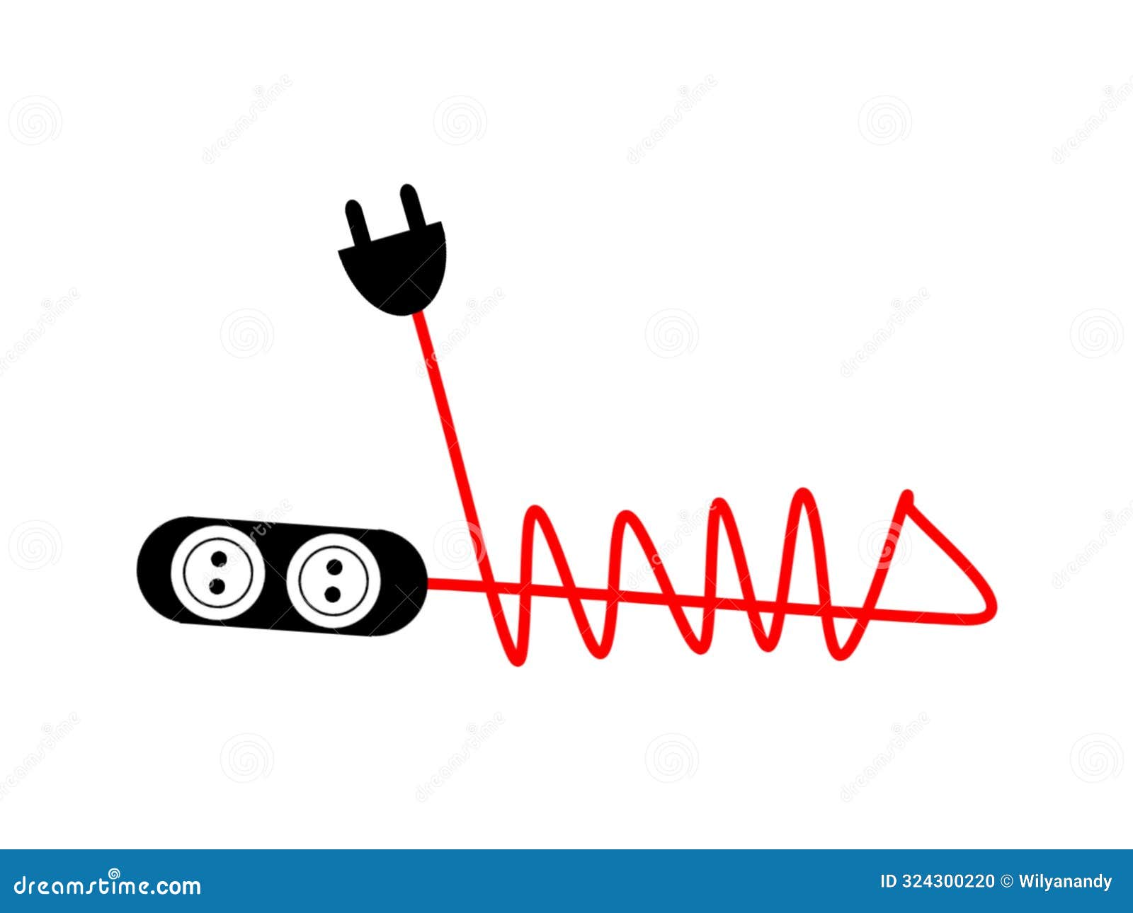 Electrical Plugs and Cables in Red and Black Illustrations Stock ...
