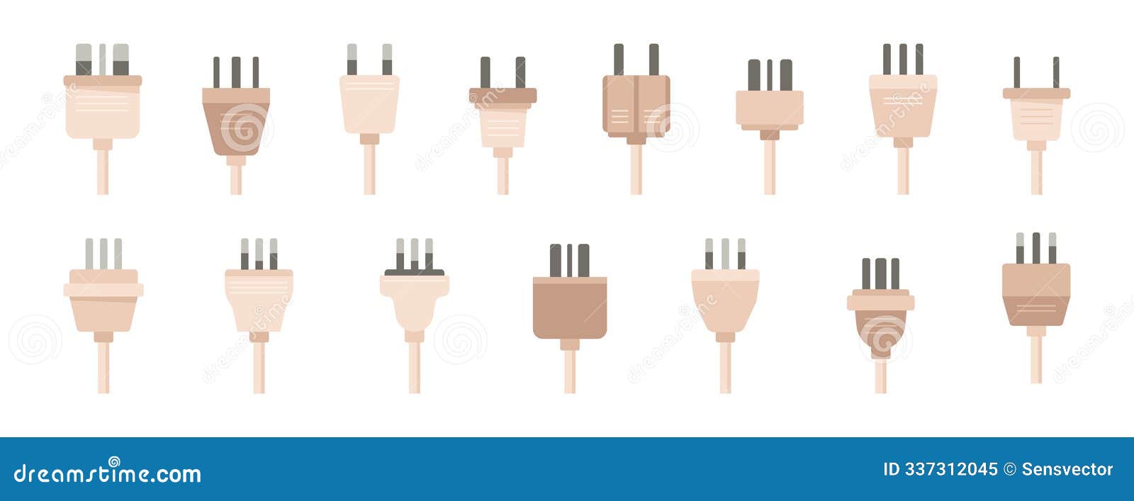 Electrical Plugs with Different Kind of Pins Stock Illustration ...