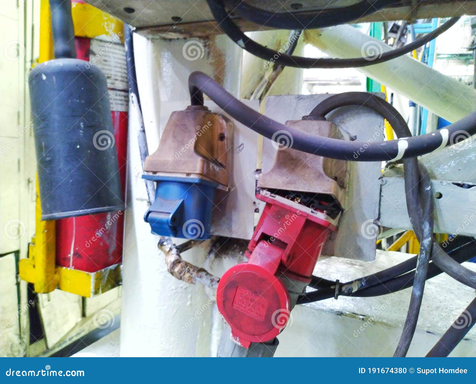 Power plug factory. stock photo. Image of work, socket - 191674380