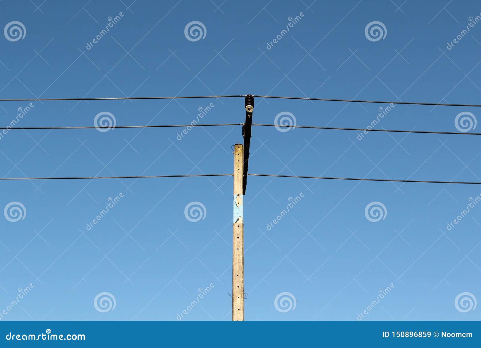 Electrical Pole with Blue Sky Stock Image - Image of watt, tension ...