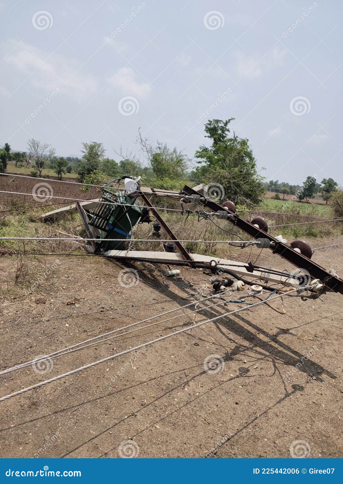 Electrical Pole Fall Down Due To Heavy Rain in India Stock Photo ...
