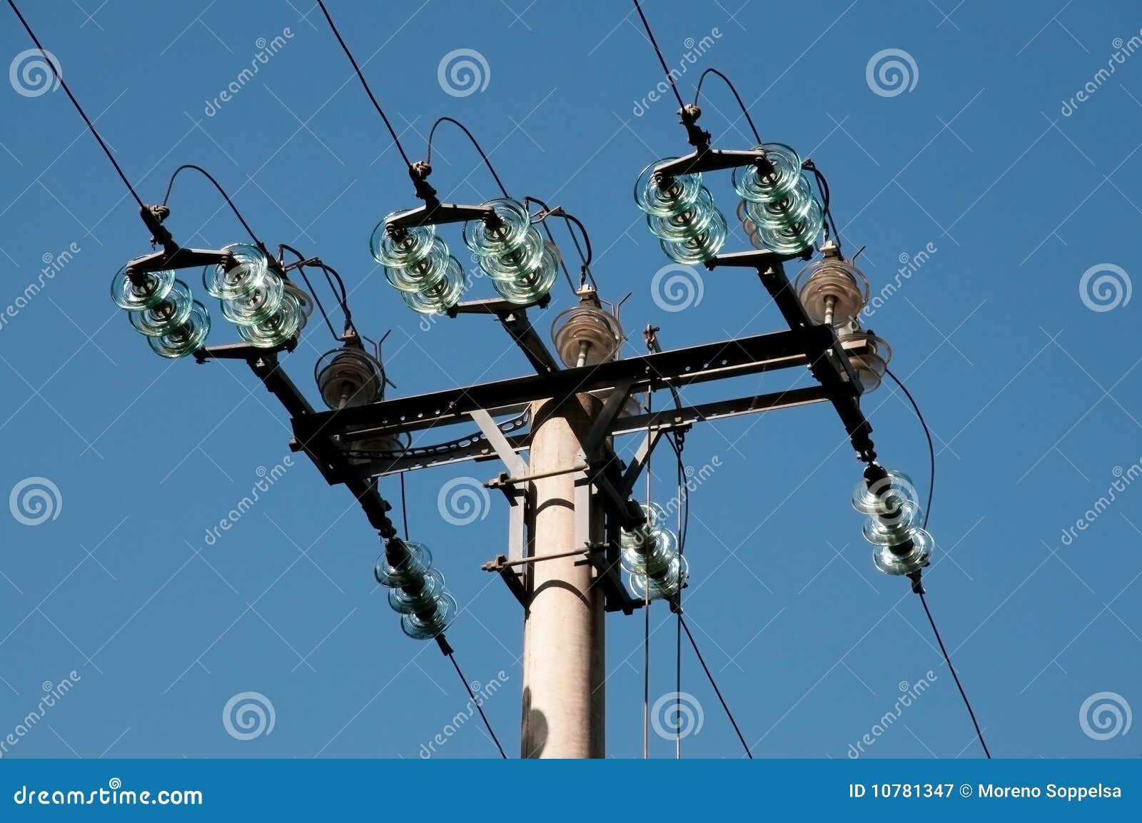 Electrical Pole with Insulator on Blue Sky Stock Image - Image of ...