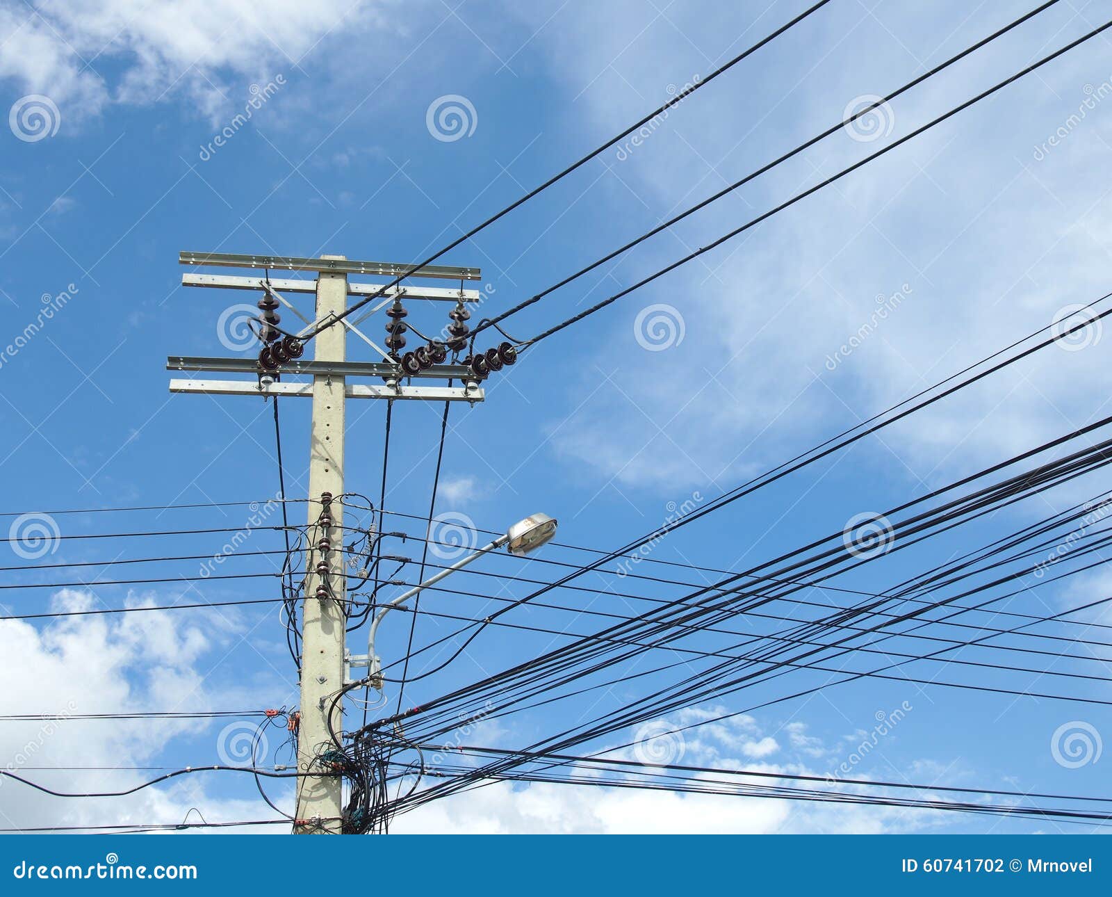 Electrical Pole with Power Line Cables Stock Photo - Image of electric ...