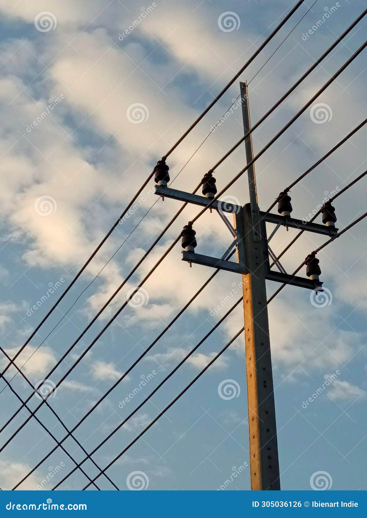 Electrical Pole on the Side of the Road Many Wires Stock Photo - Image ...