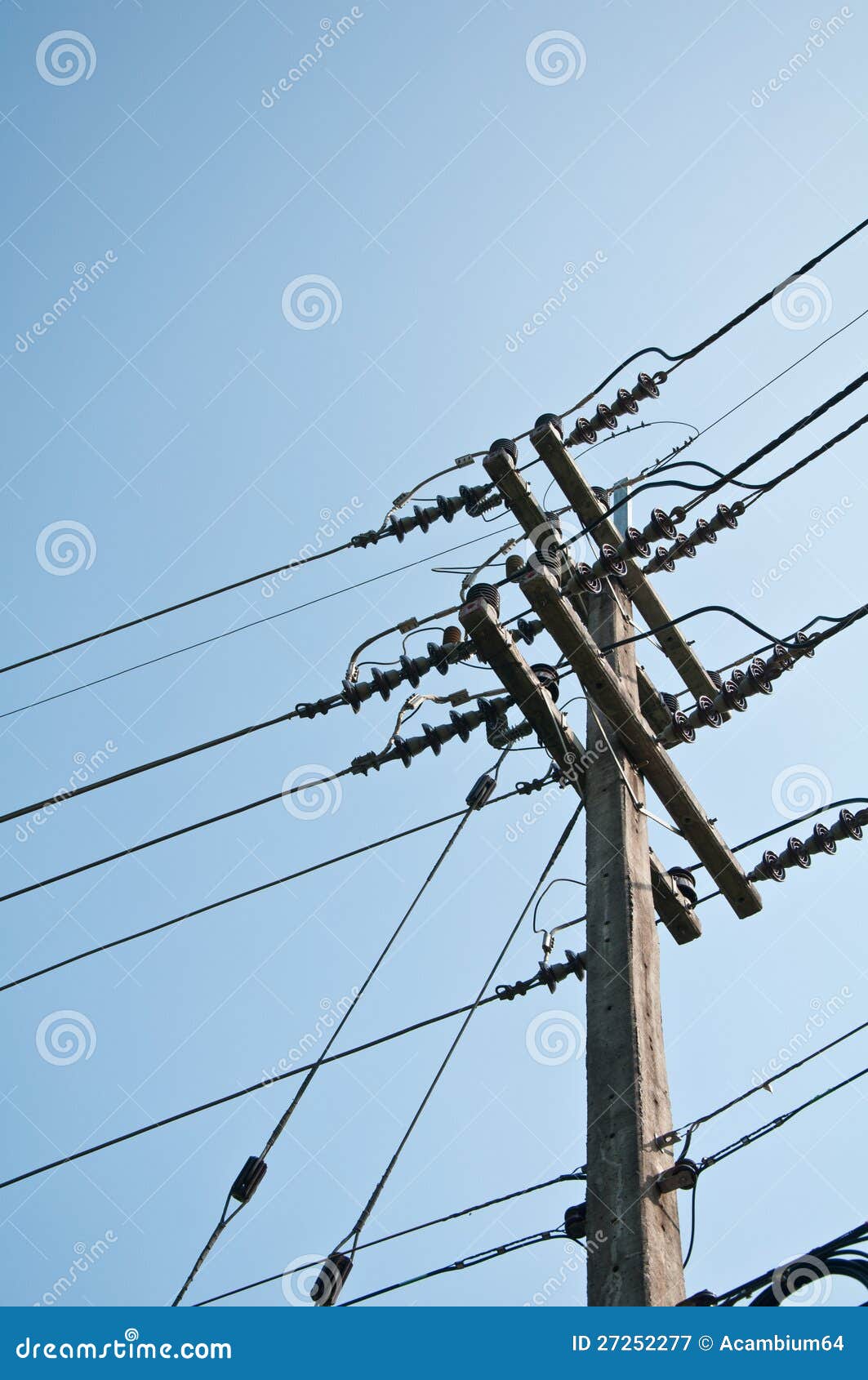 Electrical Pole and Wire on Blue Sky Background Stock Image - Image of ...