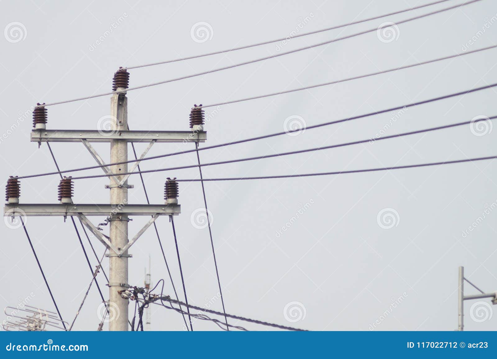 Electrical Poles of Cable and Sky Stock Photo - Image of poles ...