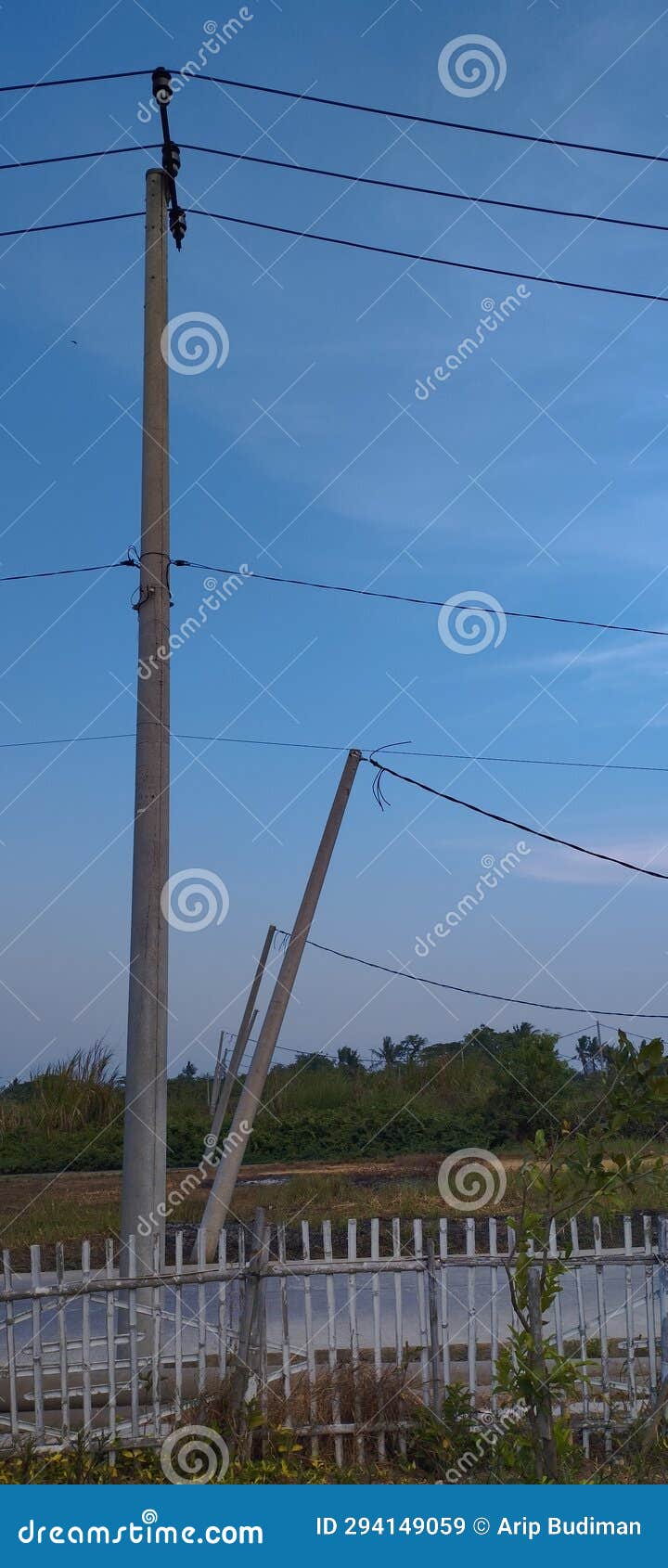 Electrical Poles Tilt Due To Ground Movement Stock Image - Image of ...