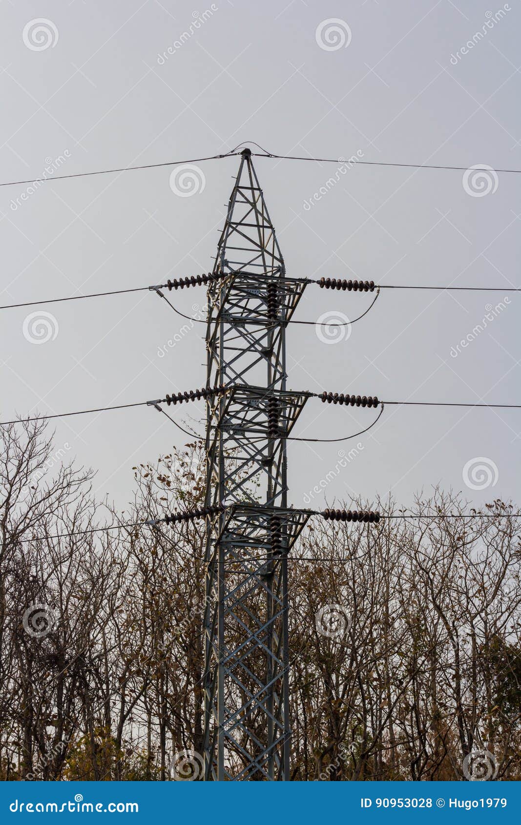 Electrical Post on Mountain Stock Photo - Image of tower, line: 90953028