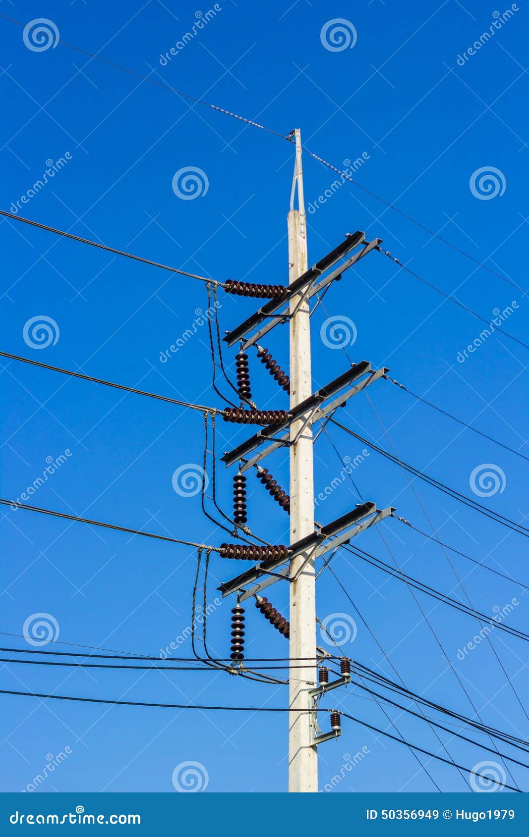 Electrical Post with Power Cable Stock Image - Image of danger ...