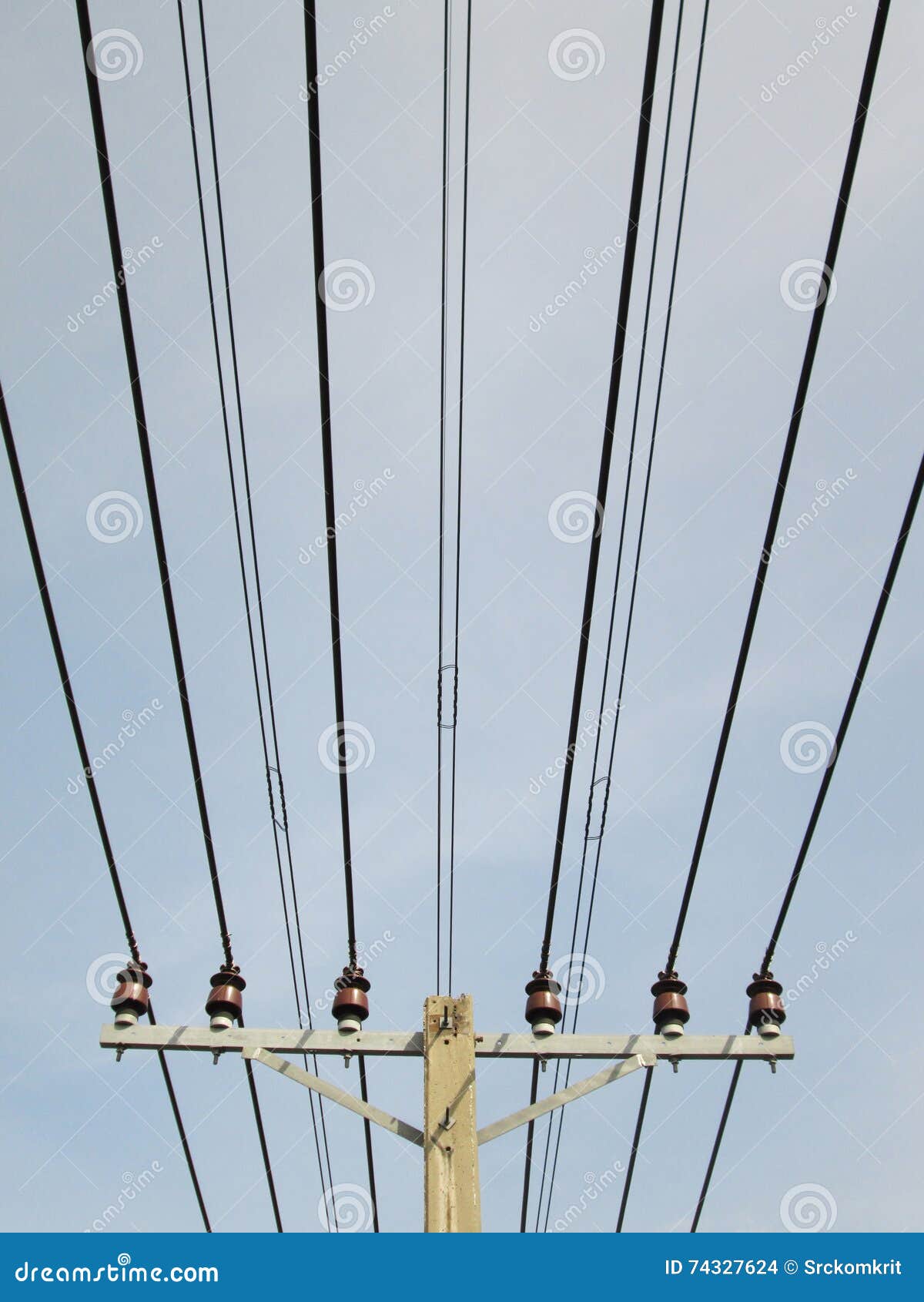 Electrical Post by the Road Against Blue Sky Stock Photo - Image of ...
