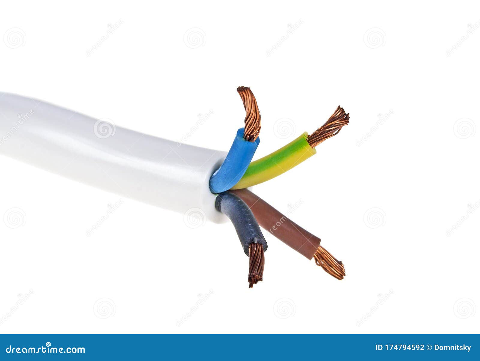 Electrical Power Cable on White Background Stock Photo - Image of ...