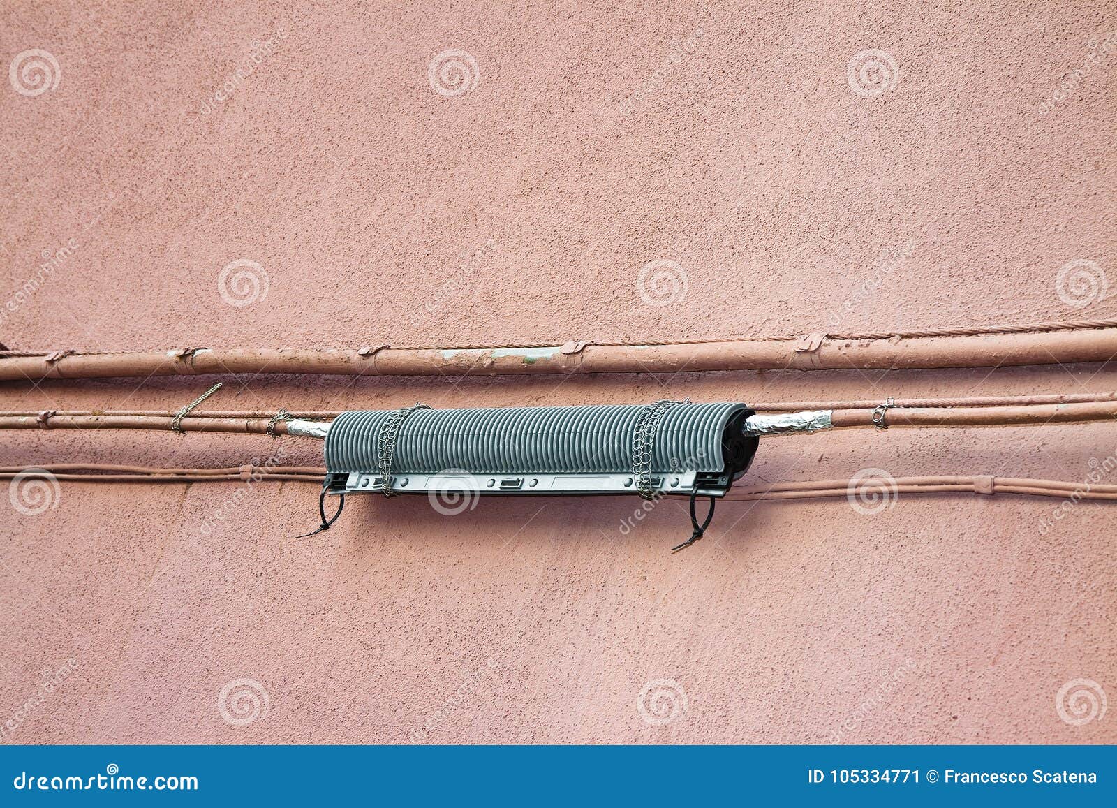 Electrical Power Cables Against a Plaster Wall - Image with Copy Stock ...