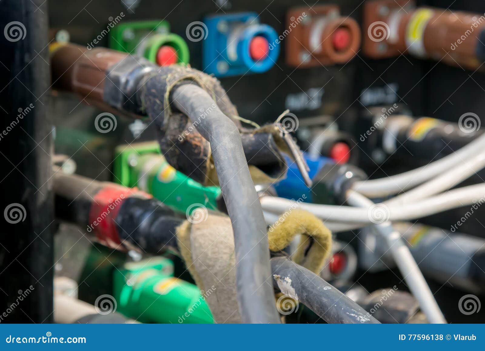 Electrical Power Cables Connected To a Temporary Outdoors Distribution ...