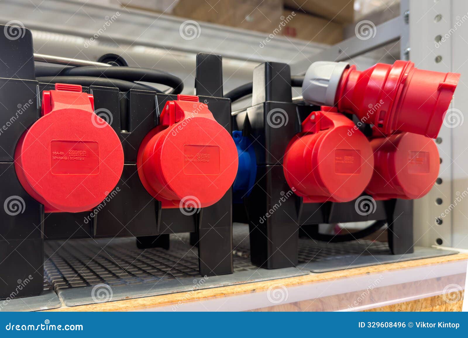 Electrical Power Distribution Connectors Installed on a Shelf in a ...