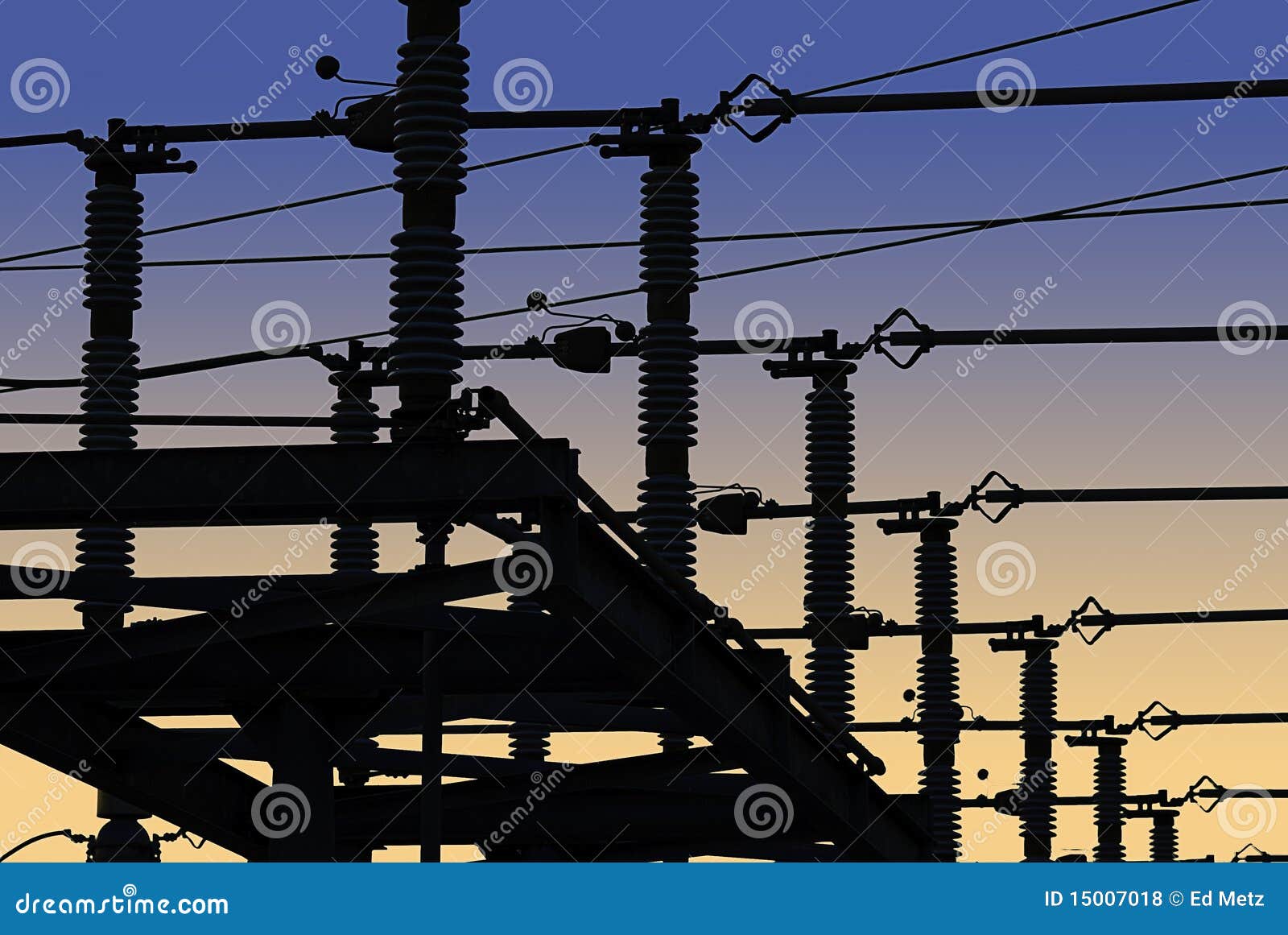 Electrical Power Grid in Silhouette Stock Photo - Image of cables ...