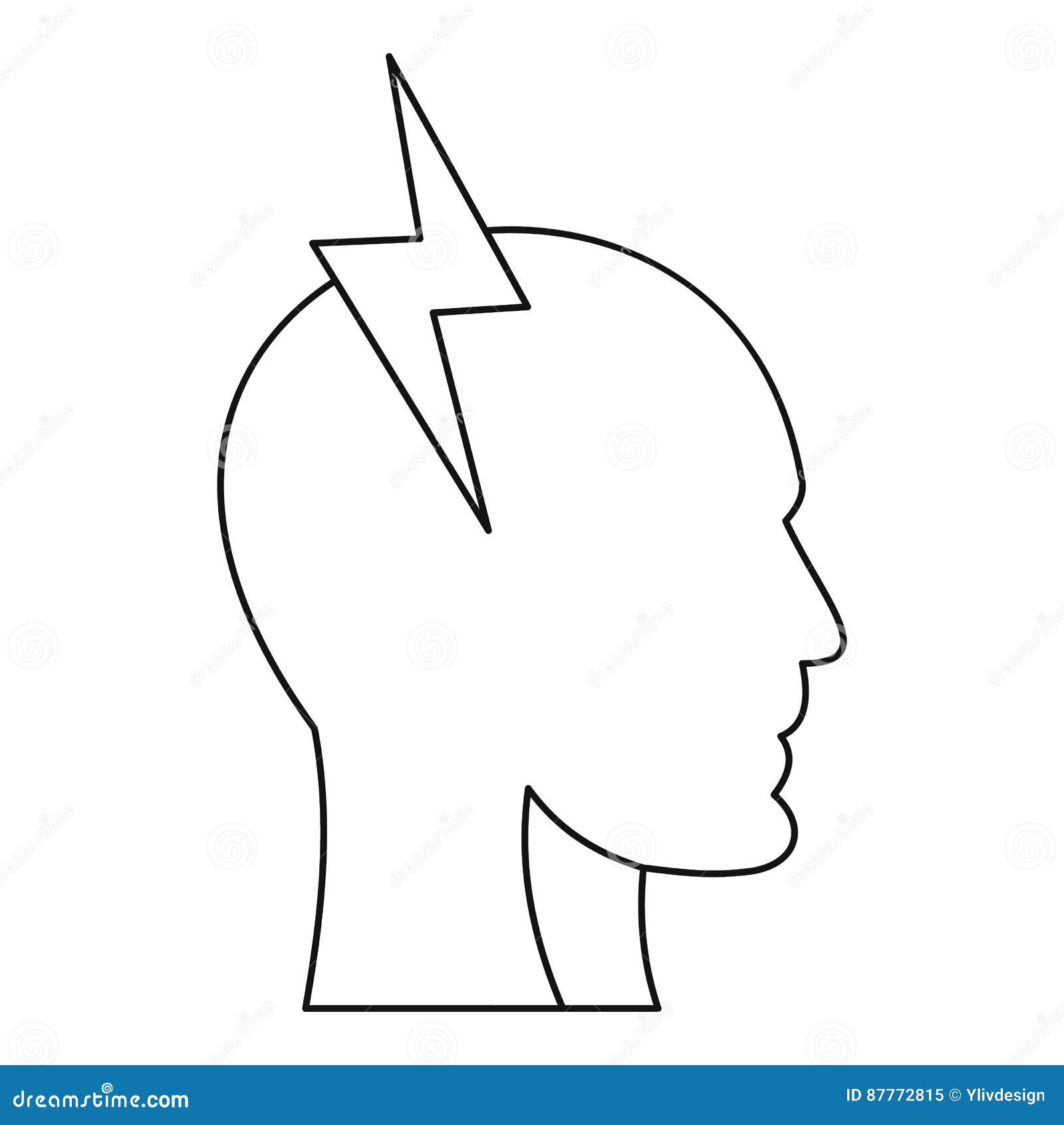 Electrical Power in Human Head Icon, Outline Style Stock Vector ...