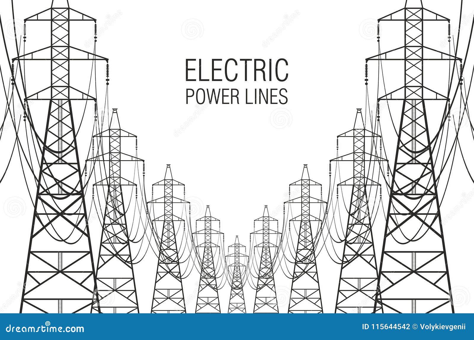 Electrical power lines stock vector. Illustration of pylon - 115644542