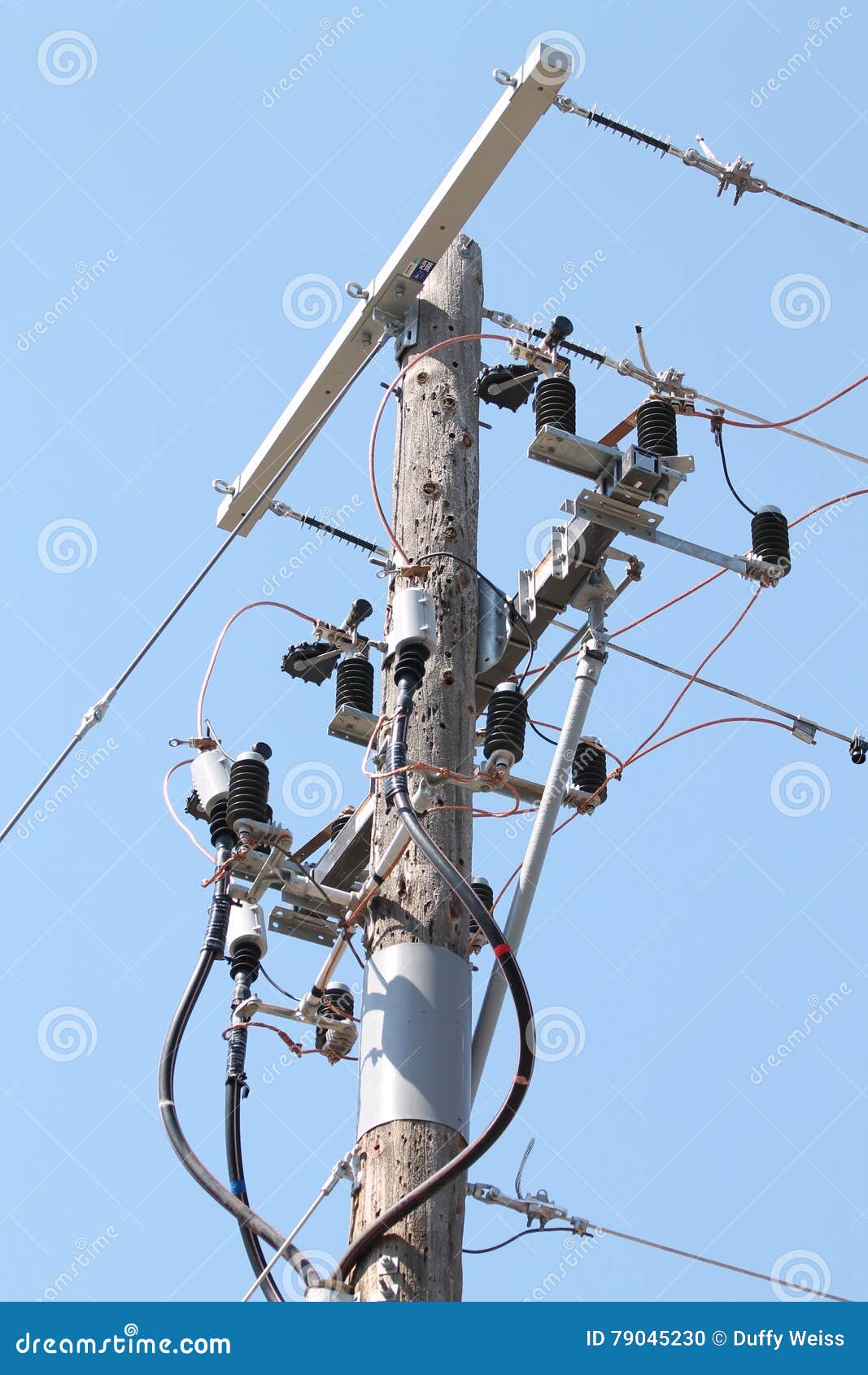 Electrical Power Lines Pole Stock Photo - Image of electricity, ceramic ...
