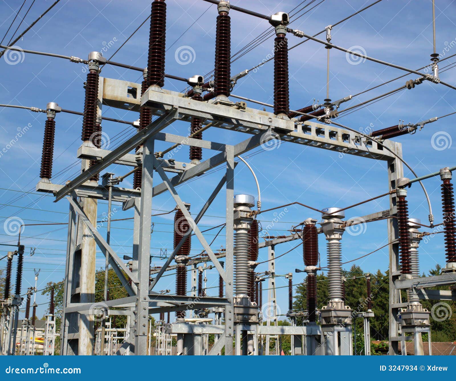 Electrical Power Lines in Sky Stock Photo - Image of aluminum, power ...