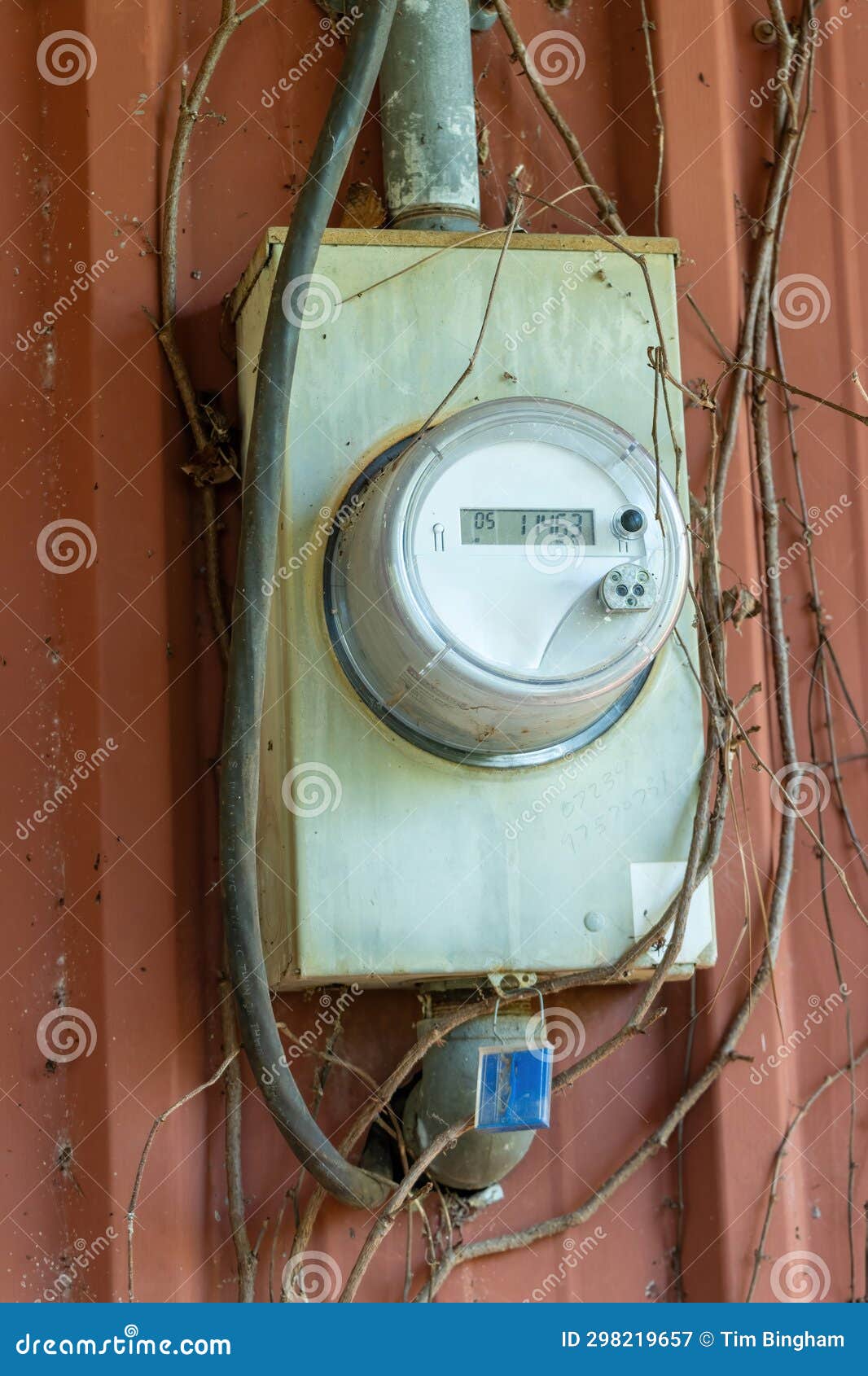 Electrical Power Meter on Steel Building Wall Stock Image - Image of ...