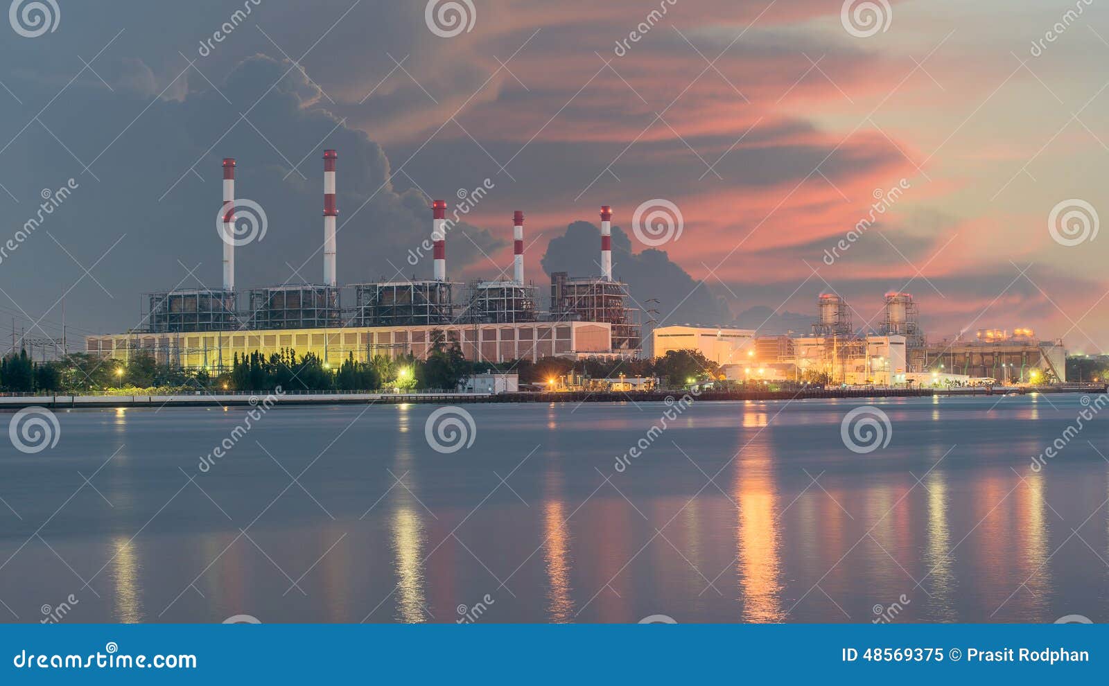 Electrical Power Plant in Night Stock Image - Image of atomic ...