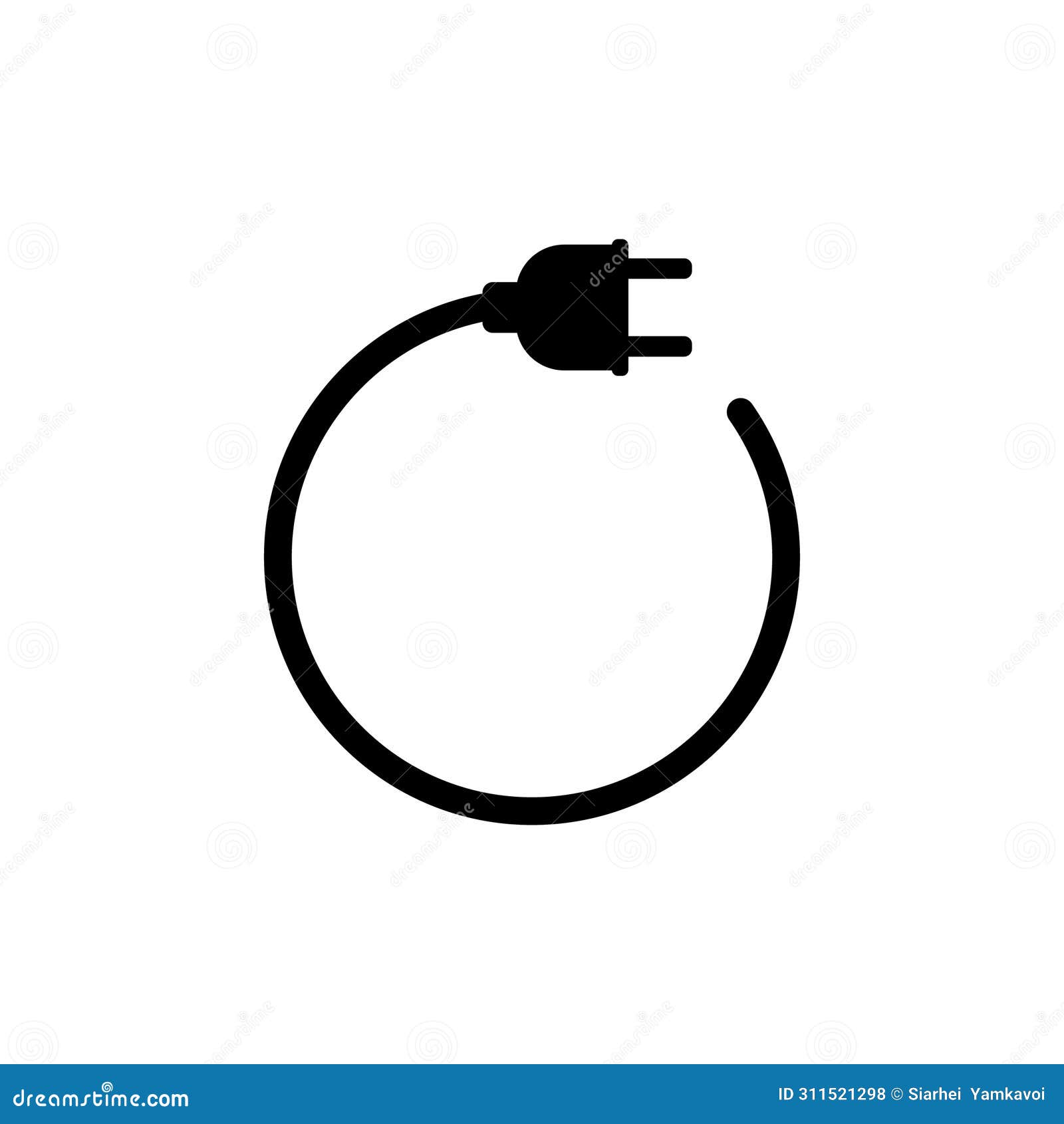 Electrical Power Plug Icon with a Long Round Wire. Stock Vector ...
