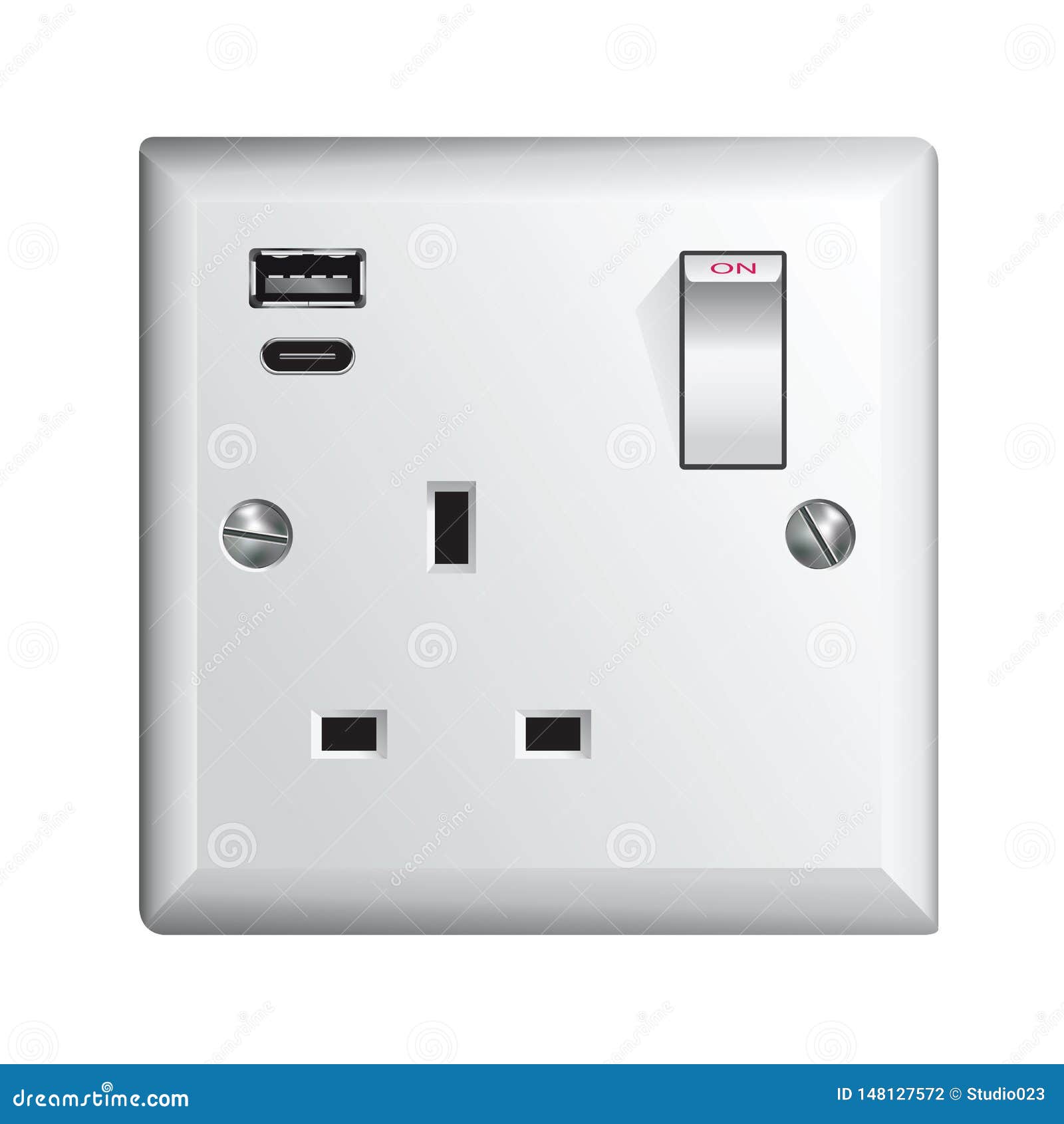 Electrical Power Socket With Usb And Usb Type C Stock Vector Illustration Of Holes Type