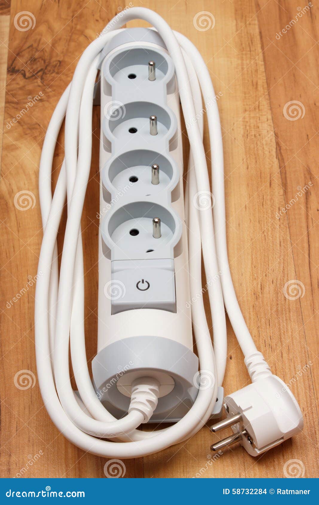 Electrical Power Strip with Switch on-off on Wooden Floor Stock Photo ...