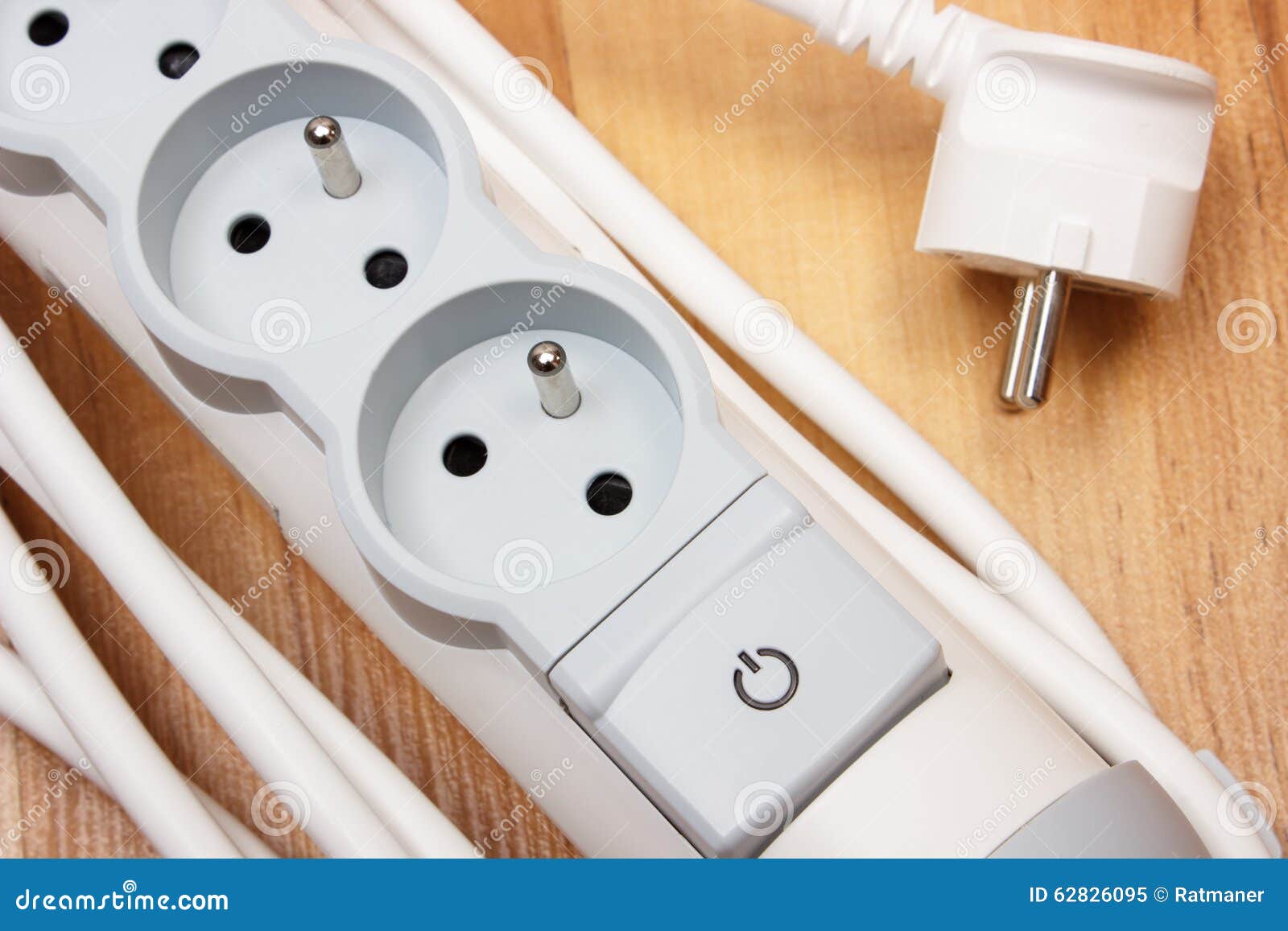 Electrical Power Strip with Switch on-off on Wooden Floor Stock Image ...