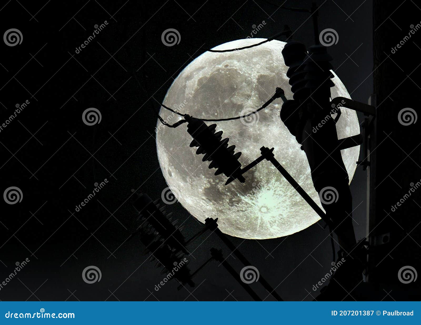 Electrical Power Supply Post with Cable and Insulators. Montage Stock ...