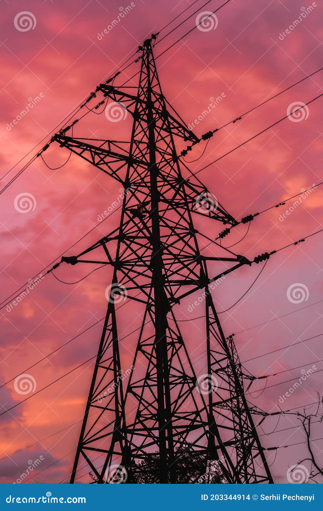 Electrical Power at the Thunder Sunset Evening Stock Photo - Image of ...