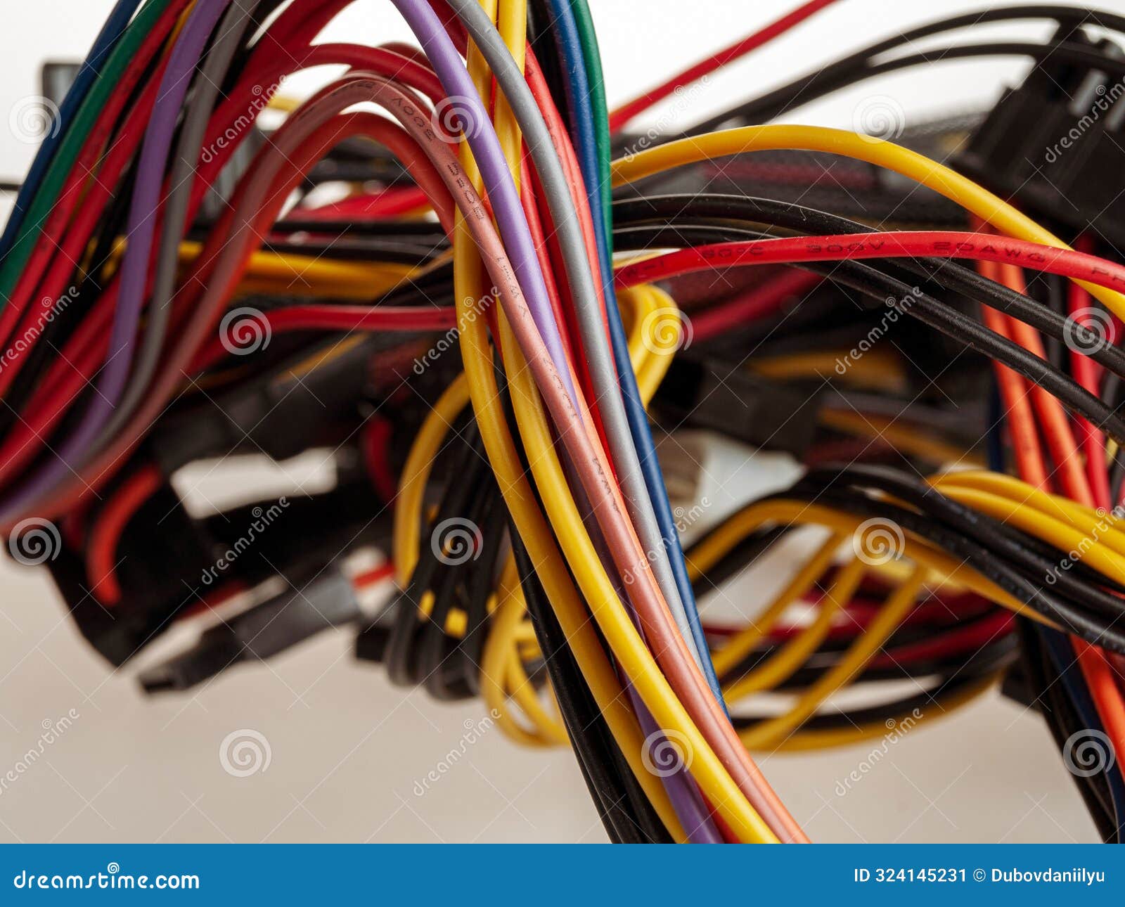 Electrical Power Wires of the Power Supply with Connectors Stock Image ...