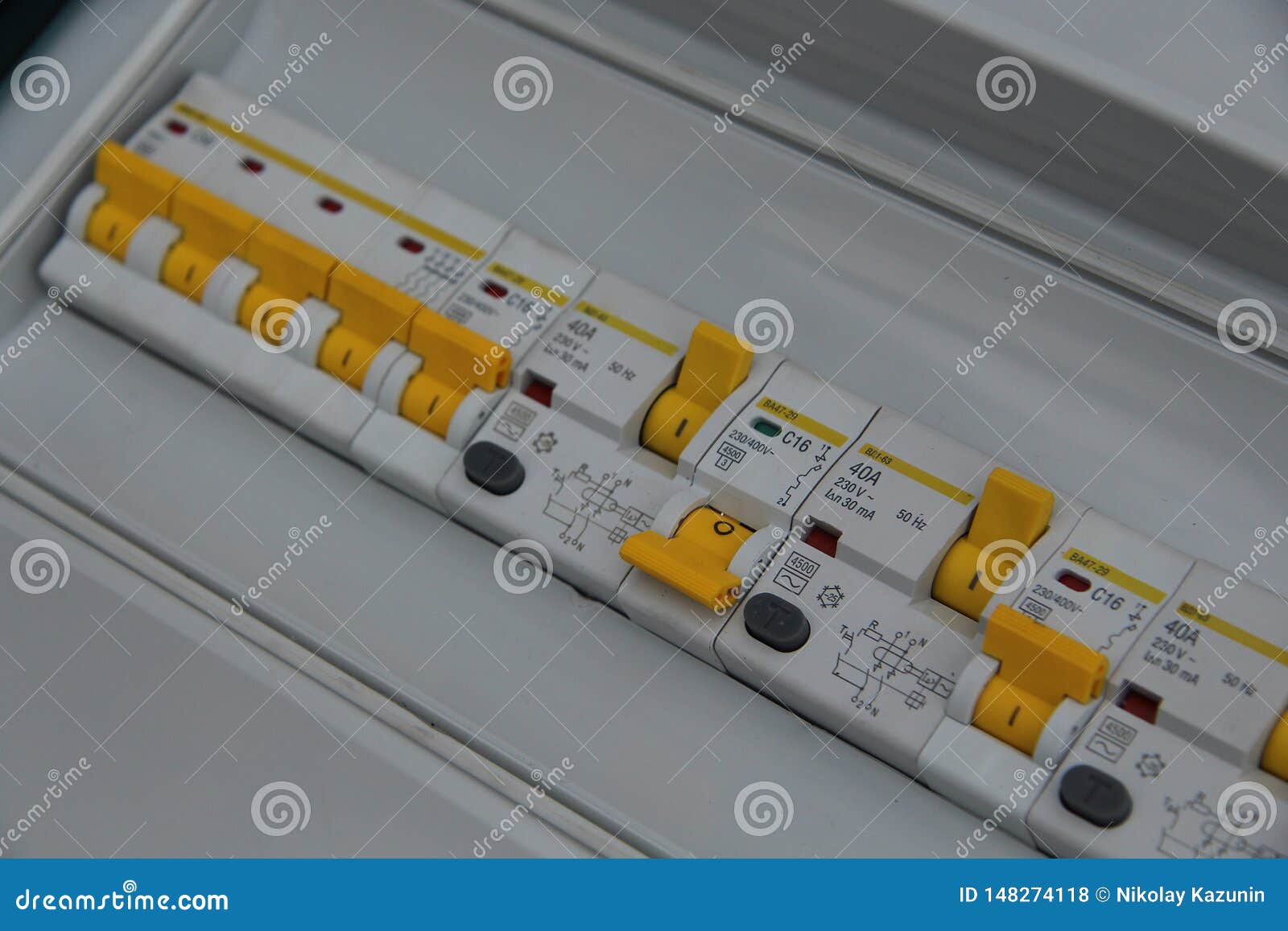 Electrical Circuit Breaker Protection Installed in the Panel Stock ...