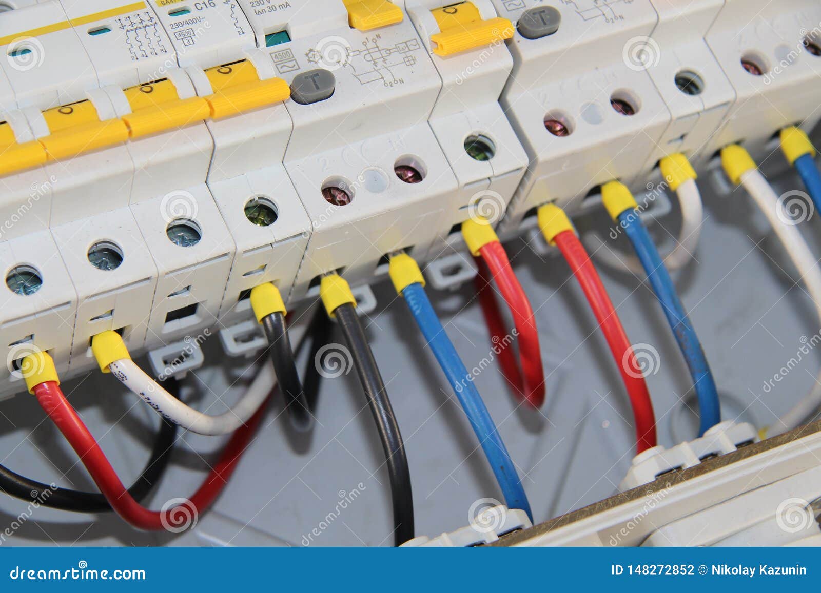 Electrical Protection Machines in the Cabinet Connected by Wires Stock ...