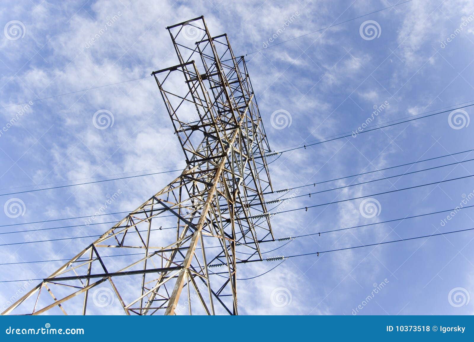 Electrical Pylon Against Blue Sky Stock Photo - Image of connection ...