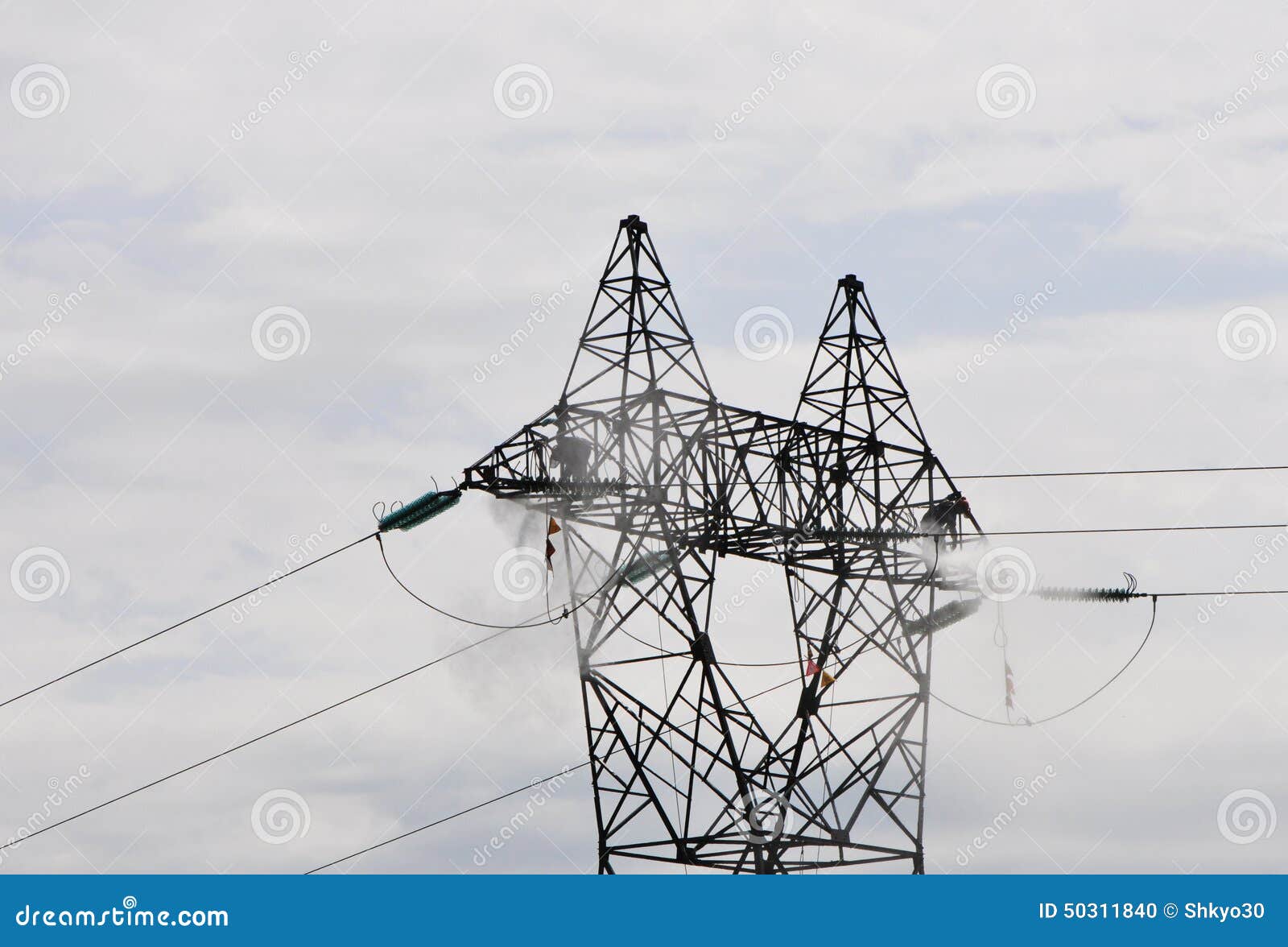 Electrical Pylon Cleaning by Two Guys Stock Photo - Image of pression ...