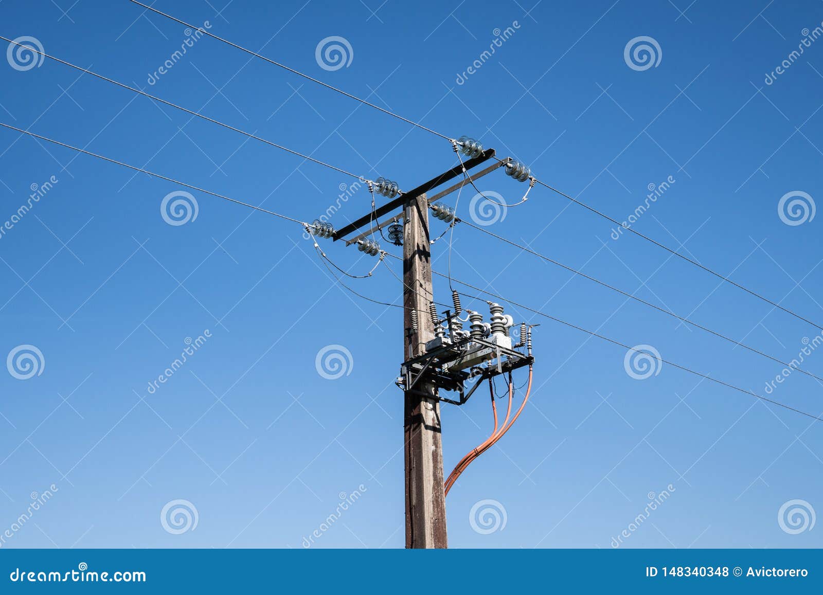Electrical Pylon with High Voltage Transformer Stock Photo - Image of ...
