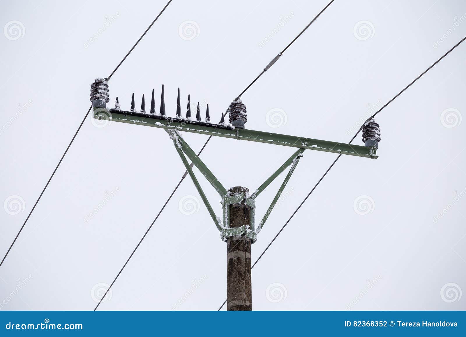 Electrical Pylons High Voltage Wires in Winter Covered Snow and Stock ...