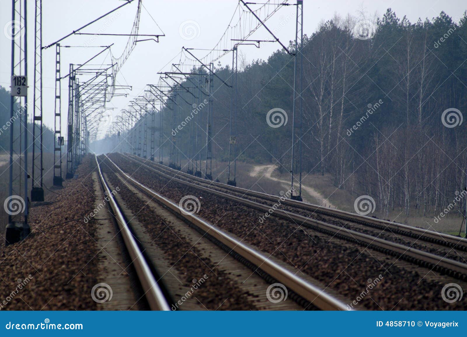 Electrical Rail Road Tracks Stock Photo - Image of rocks, move: 4858710