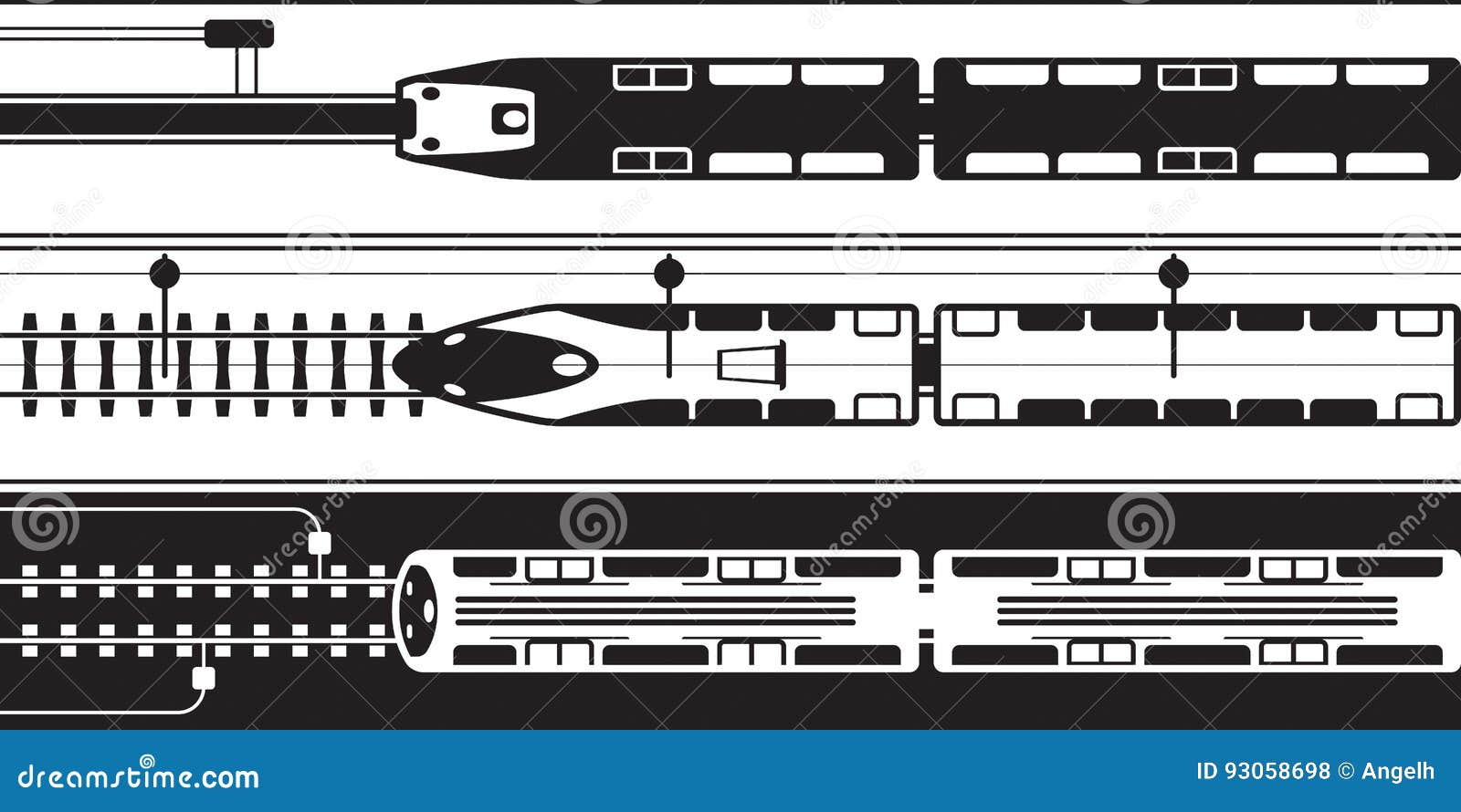 Rail Trains Top View, Railway Signs And Traffic Lights, Symbols For Map ...