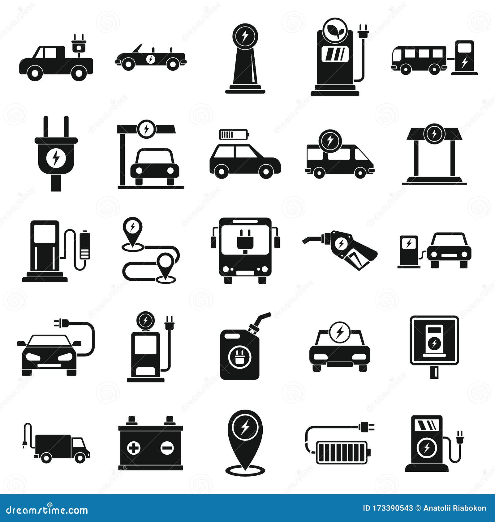Electrical Refueling Icons Set, Simple Style Stock Vector ...