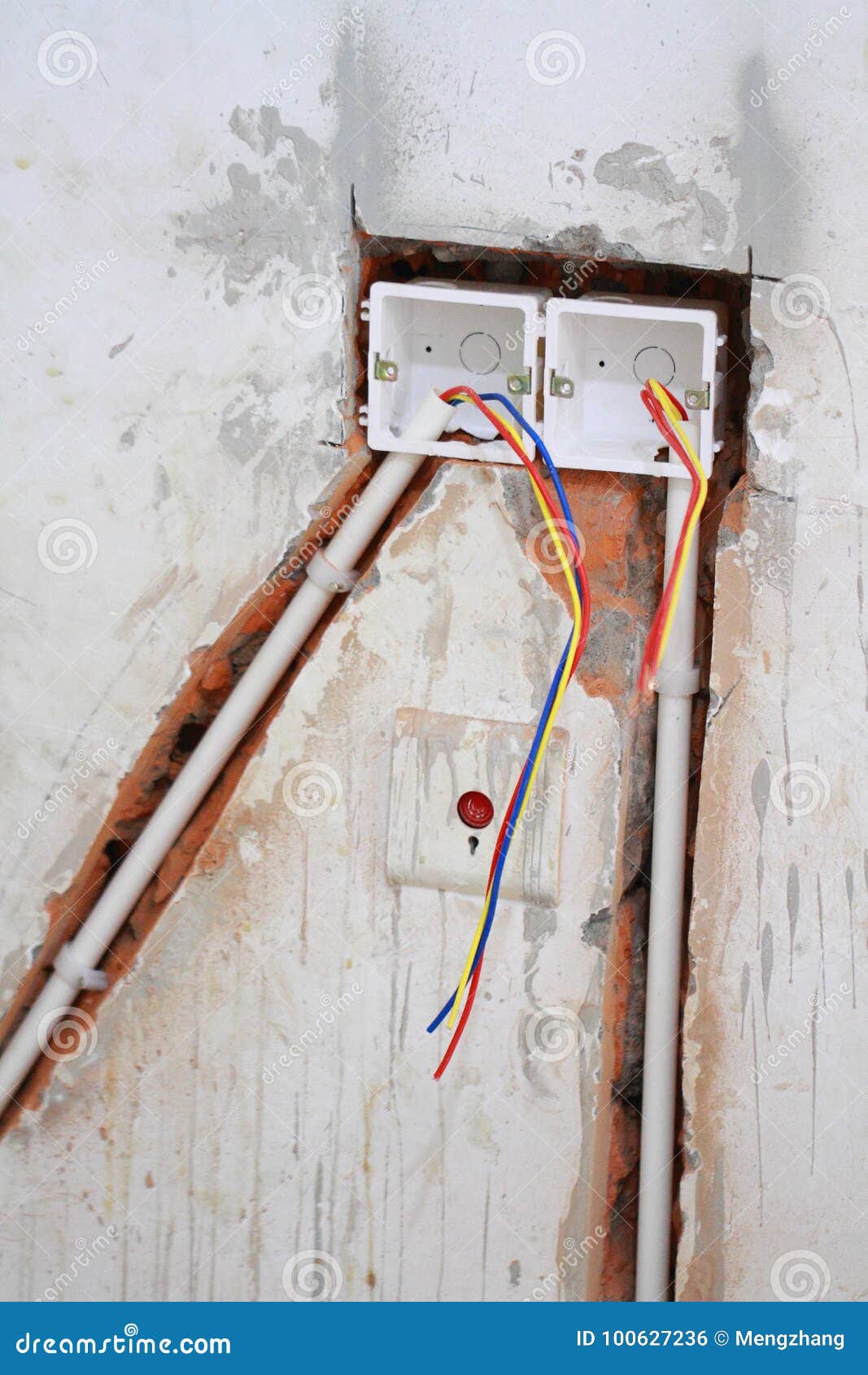 Electrical renovation work stock photo. Image of industrial - 100627236
