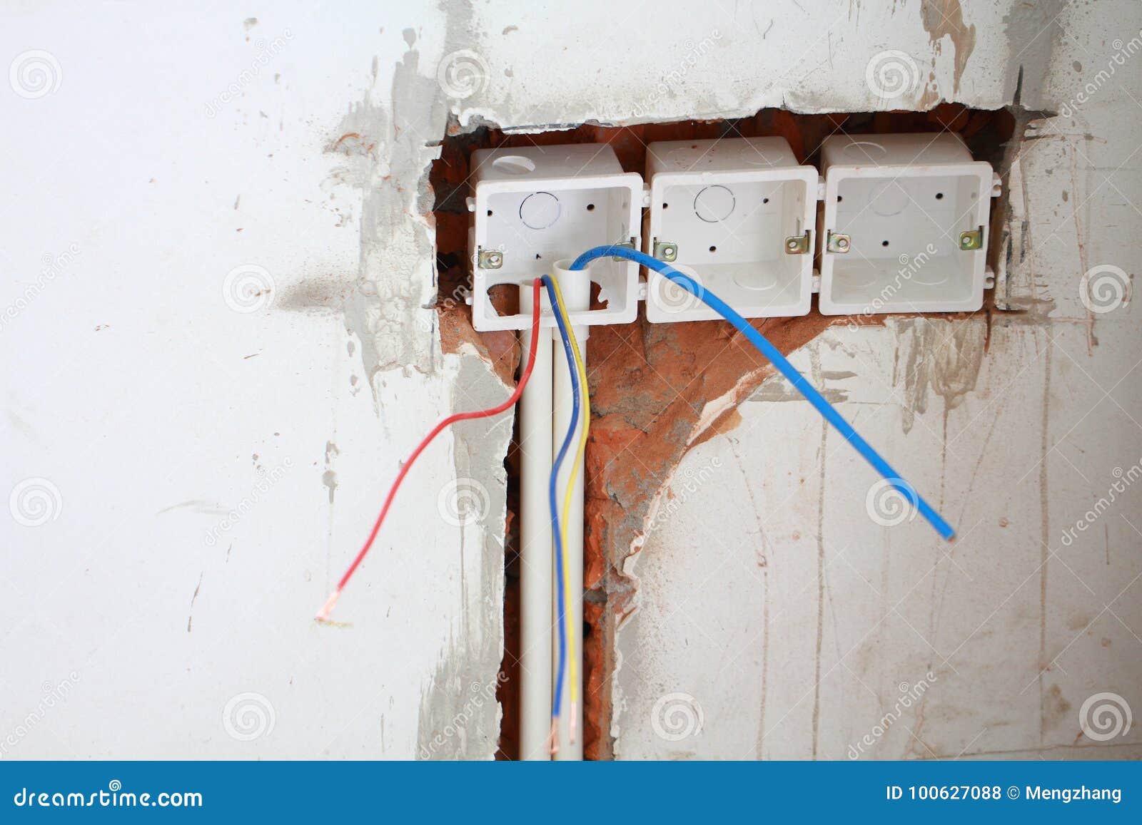 Electrical renovation work stock photo. Image of holding - 100627088