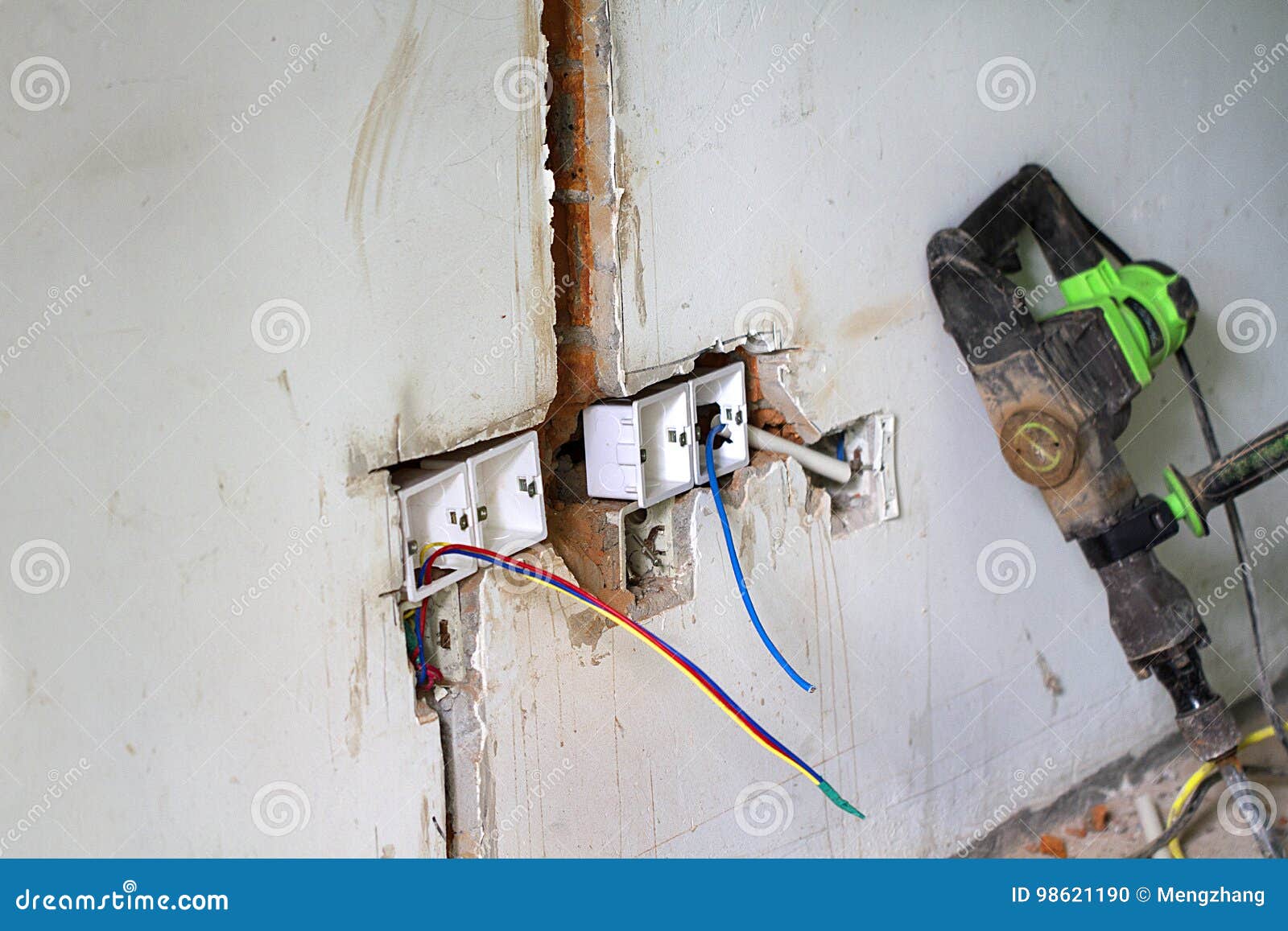 Electrical Renovation Work, Light Switch Stock Photo - Image of ...