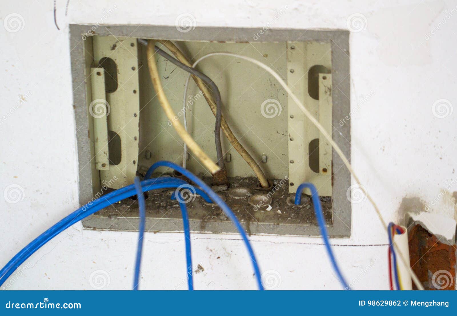 Electrical Renovation Work, Multimedia Box Stock Photo - Image of ...