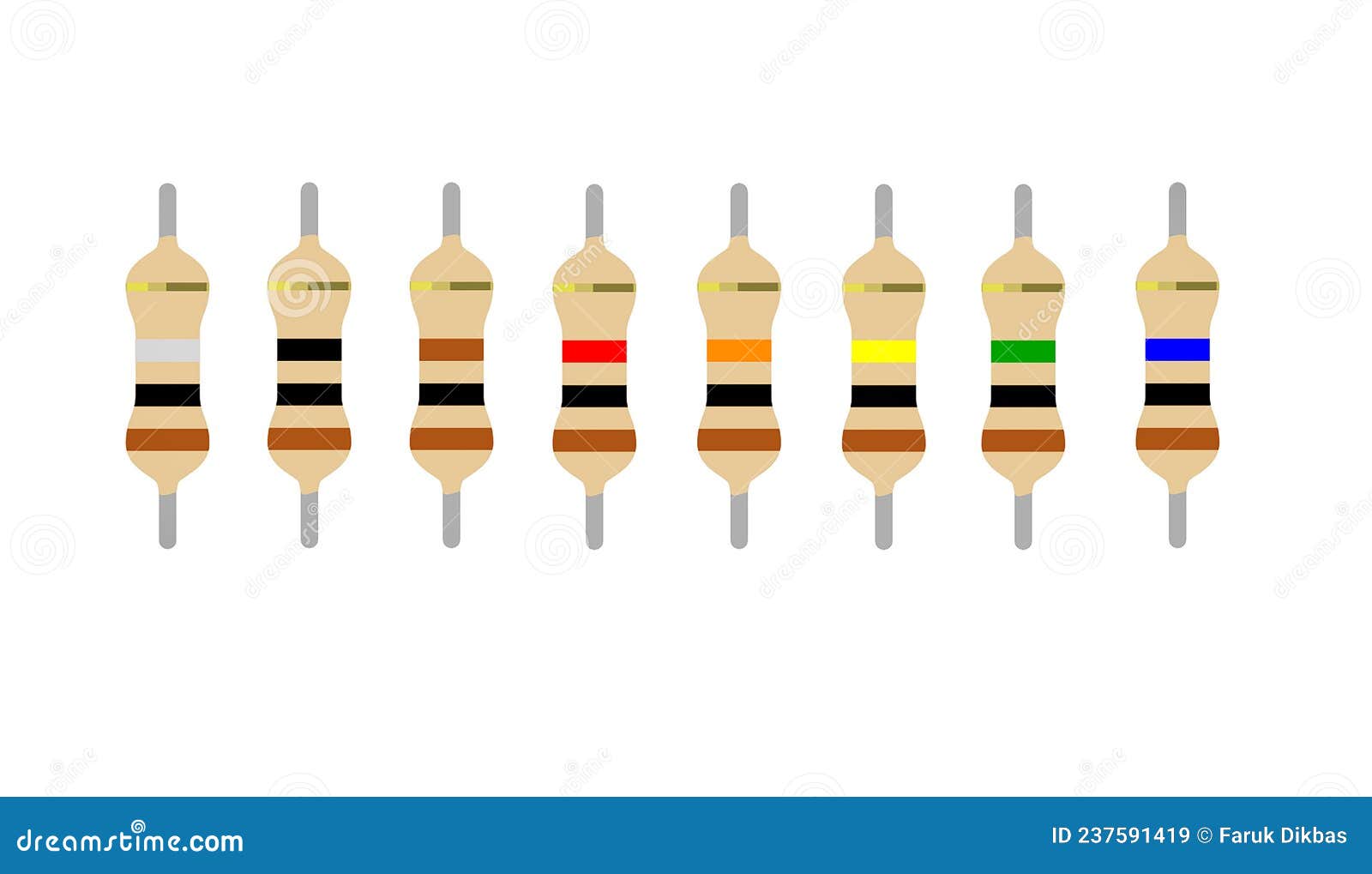 Electrical Resistors. 10 Ohm and Multiples of Stock Illustration ...