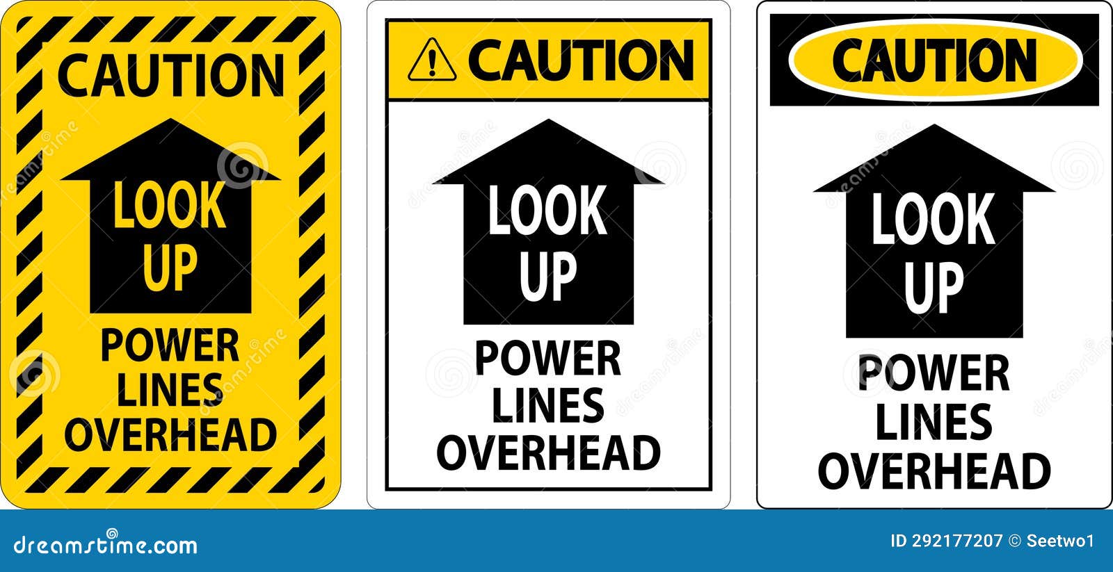 Electrical Safety Sign Caution Look Up, Power Lines Overhead Stock ...